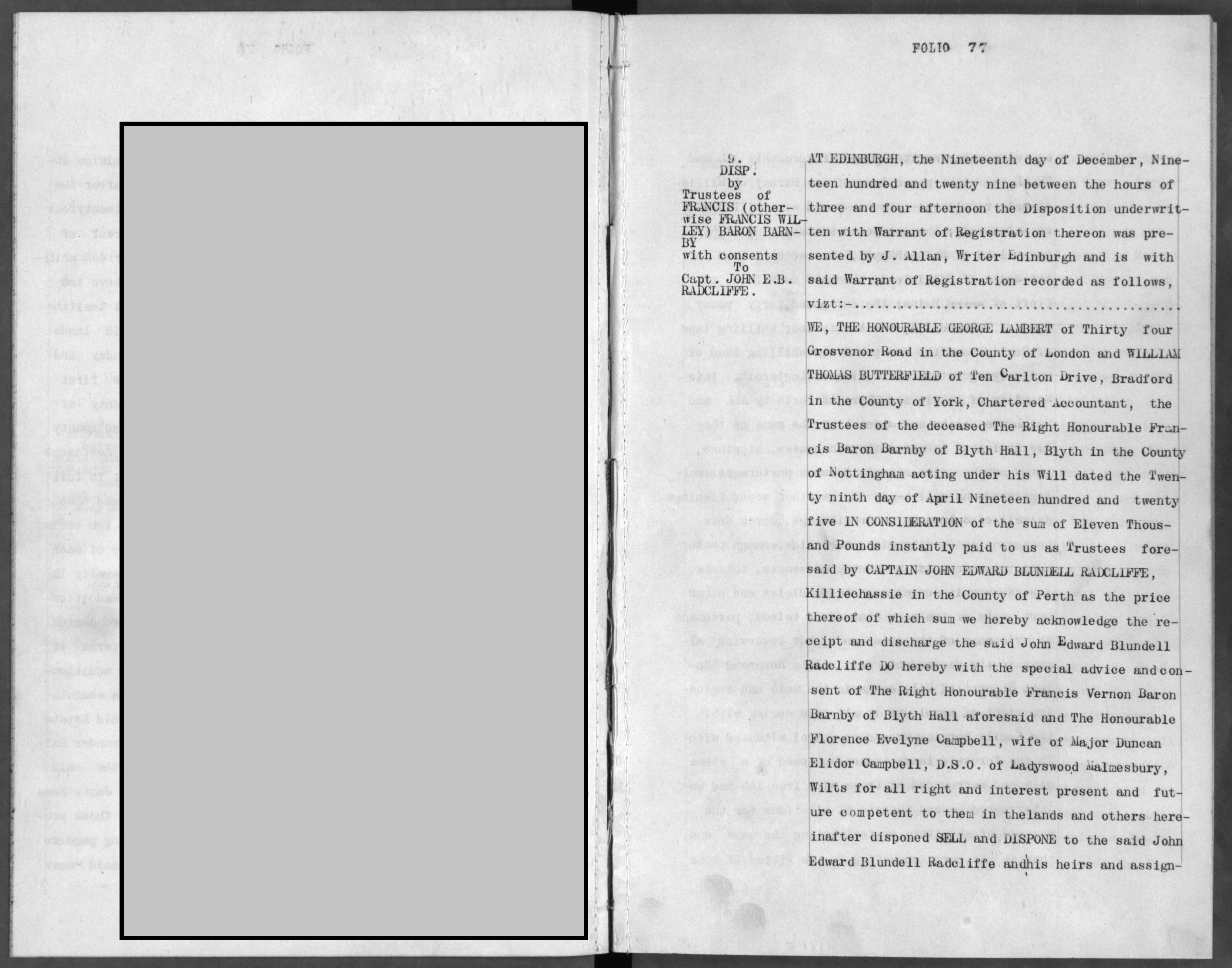 1929 Sale of Killiechassie – Breadalbane Heritage Society