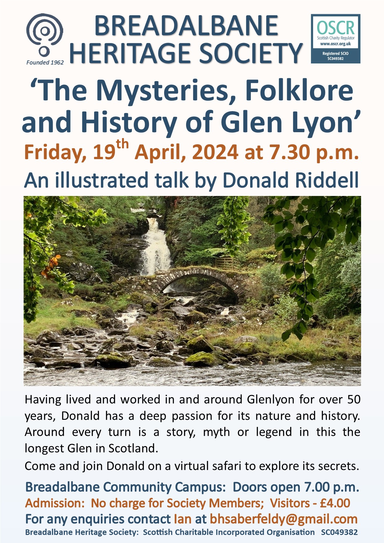 Rescheduling of the Glen Lyon Talk – Breadalbane Heritage Society