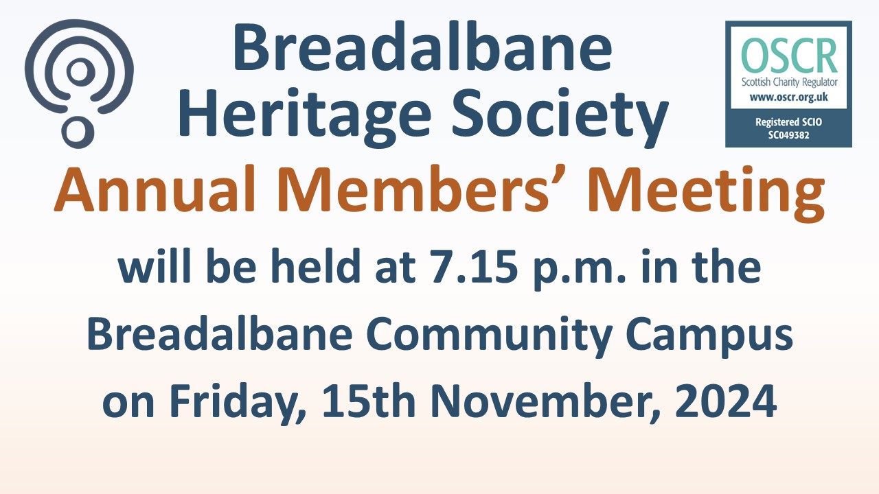 BHS’s Annual Members’ Meeting followed by the November Talk ...